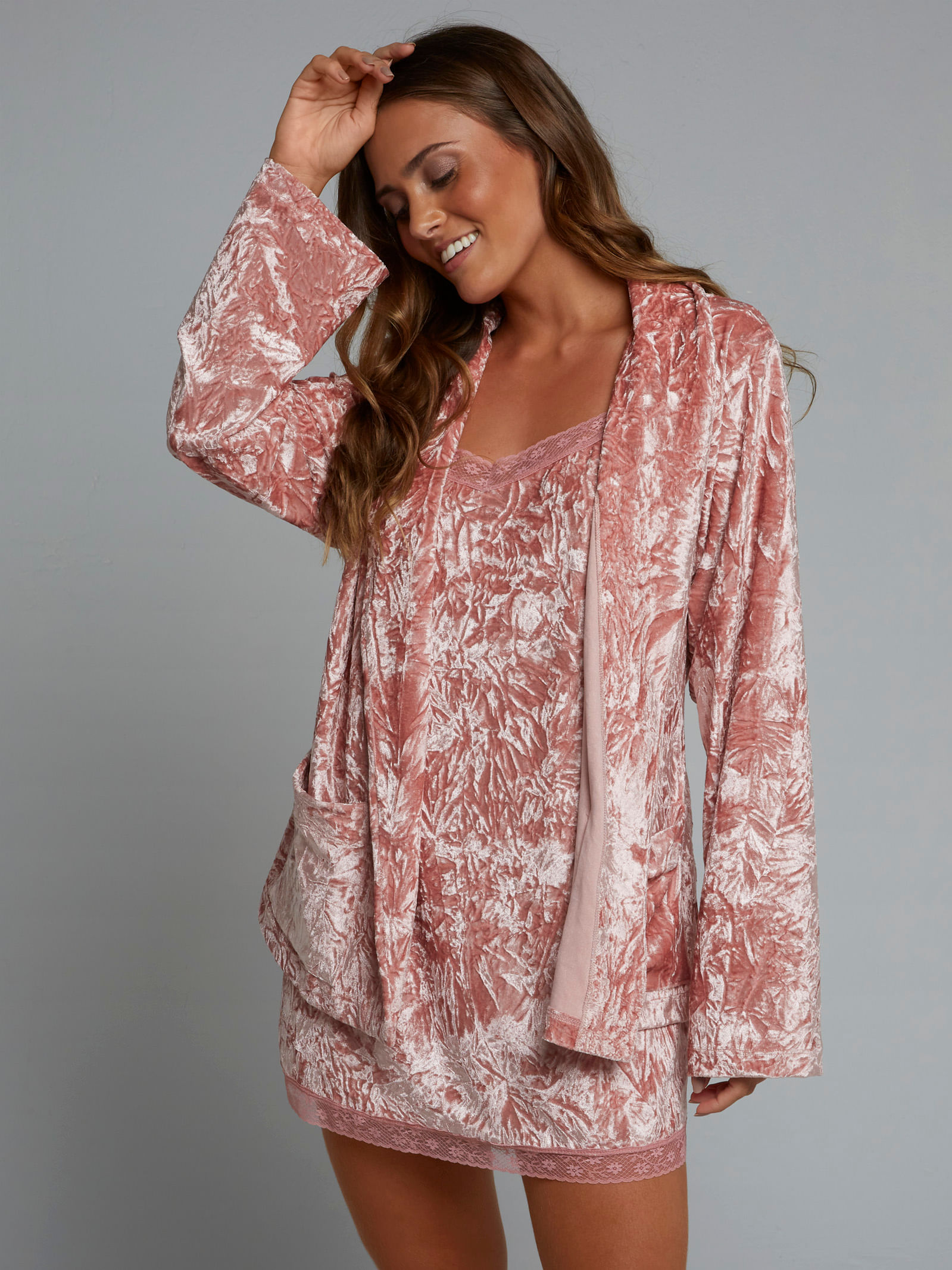 Camisola Veludo Renda Olga ROSA - Lingeries perfeitas para você ...