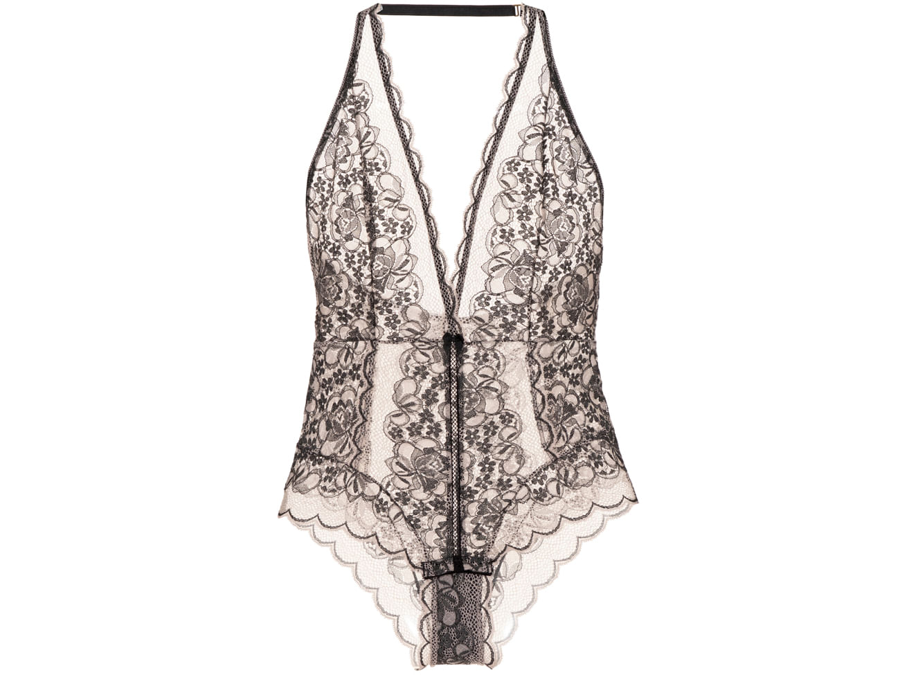 Body Sem Manga Renda Fire ROSA/PRETO - Loungerie